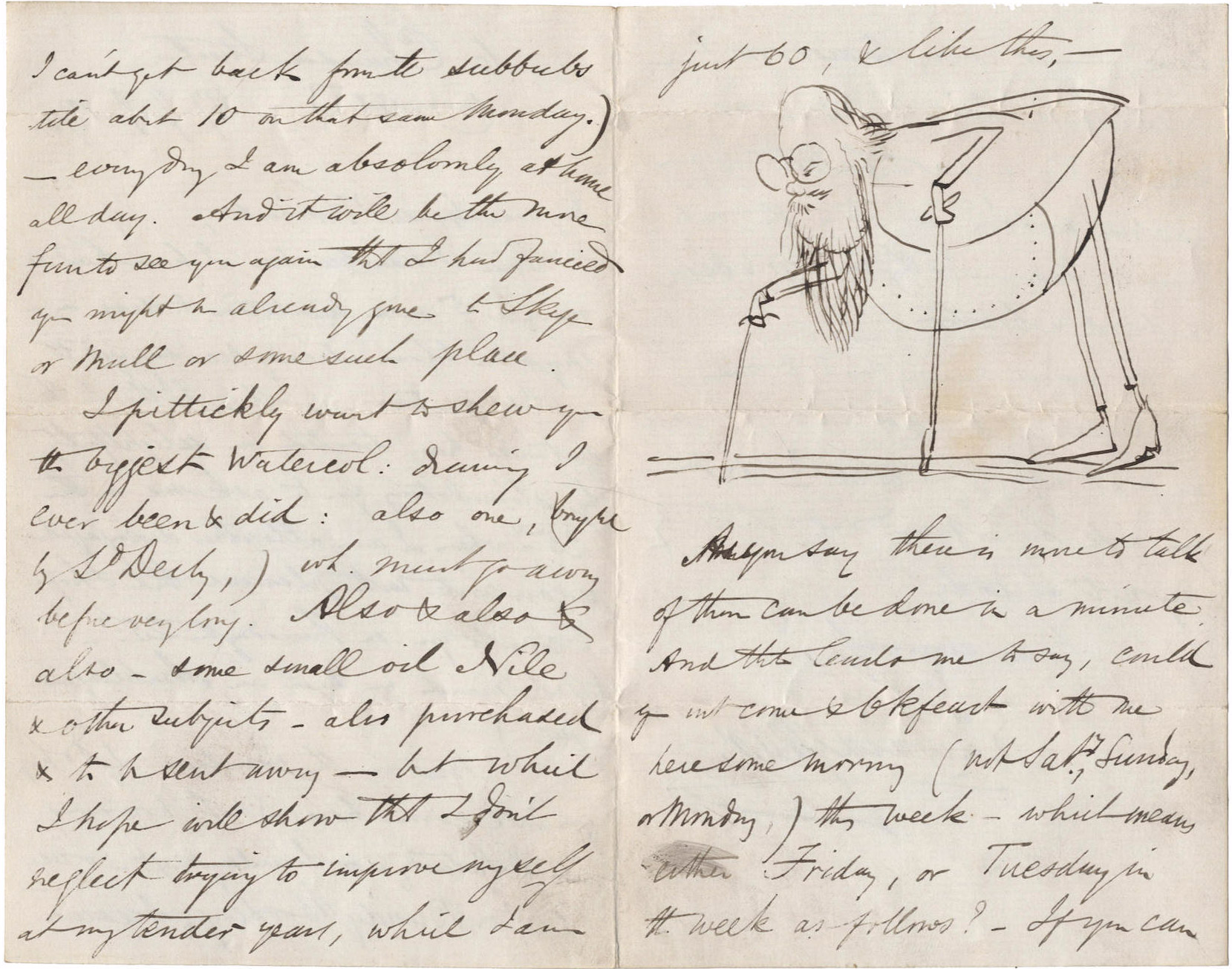 Edward Lear, Another Letter to Vincent (with Self-Caricature) | A Blog ...
